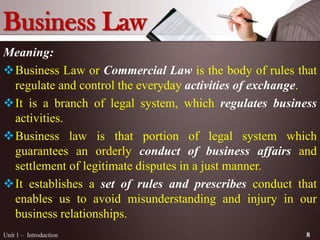 Business Law - Unit 1 | PDF