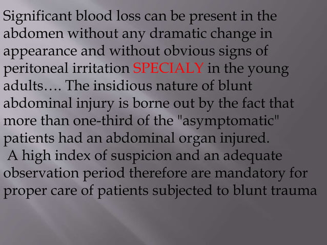 Blunt Abdominal Trauma | PPTX | First Aid | Injuries