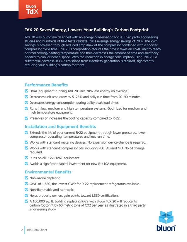 Bluon TdX 20 Advantages - Bluon HVAC Solutions | PDF