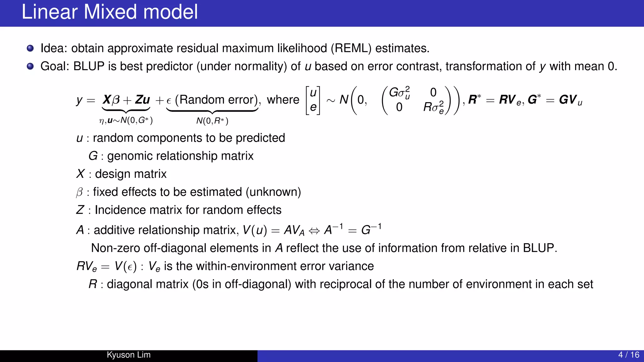 BlUP and BLUE- REML of linear mixed model | PDF
