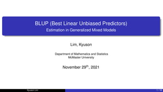 BlUP and BLUE- REML of linear mixed model | PDF