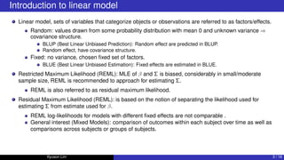 BlUP and BLUE- REML of linear mixed model | PDF
