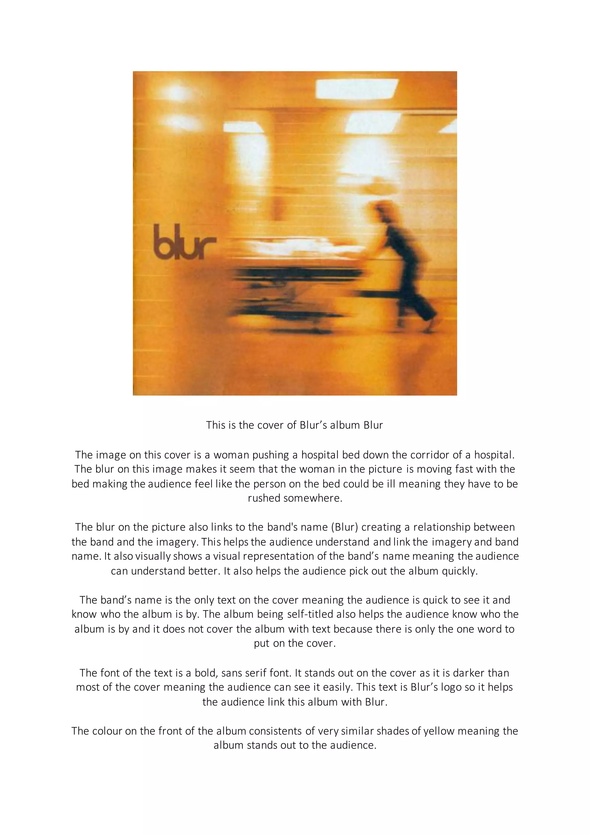 Blur album cover analysis | DOCX