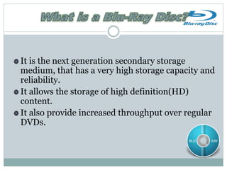 Blu ray disc | PPTX | Digital Audio | Computer Software and Applications