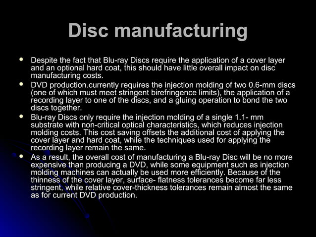 Blu ray technology | PPT | Consumer Electronics | Technology & Computing