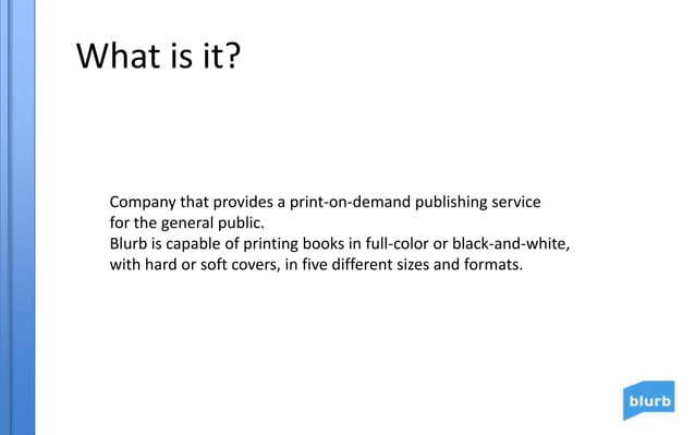 Blurb presentation | PPT