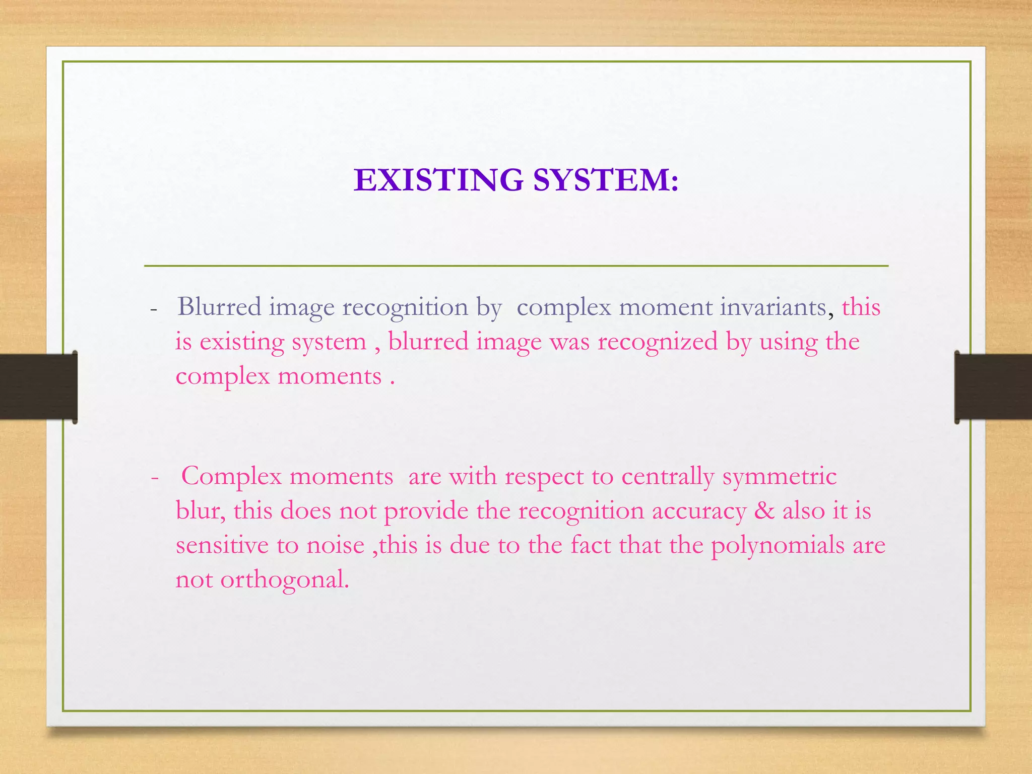 Blurred image recognization system | PPT