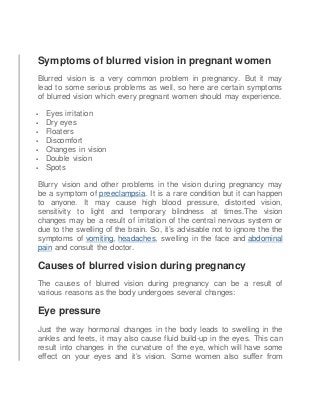 Vision Blurring During Pregnancy – CBCIFO