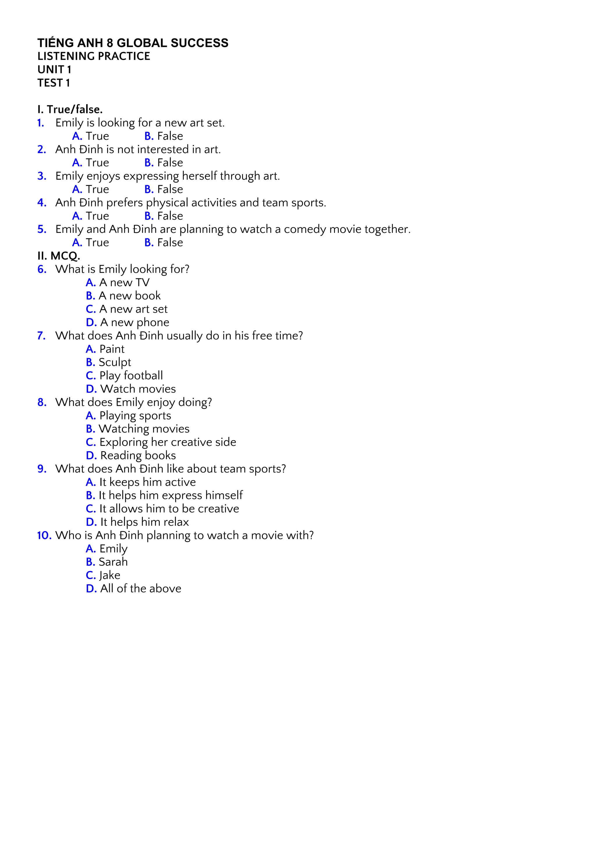 BỘ LUYỆN NGHE TIẾNG ANH 8 GLOBAL SUCCESS CẢ NĂM (GỒM 12 UNITS, MỖI UNIT ...