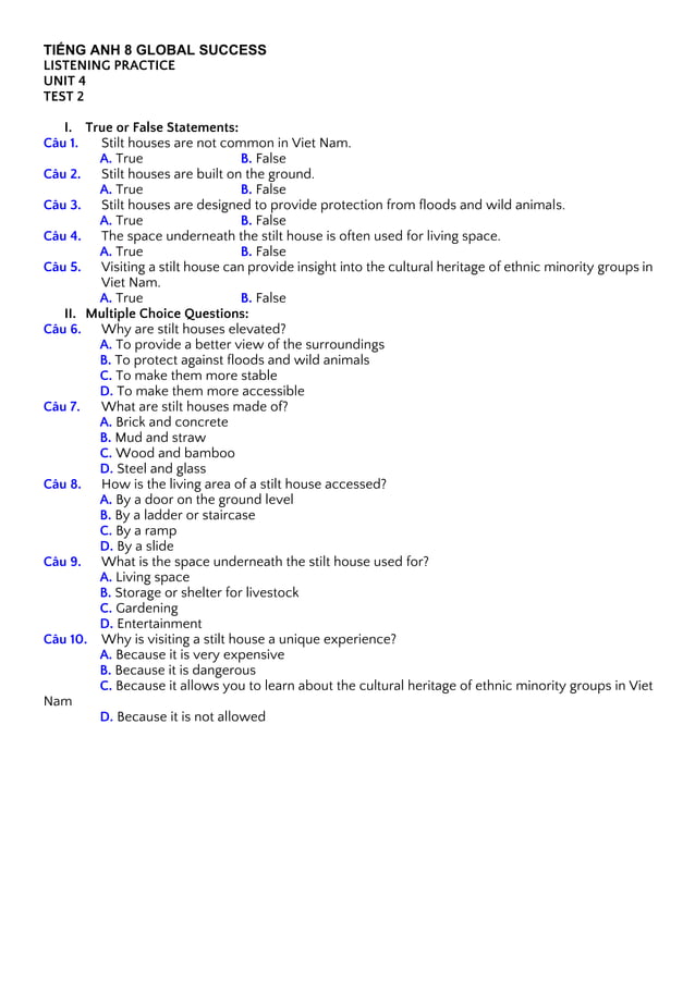 BỘ LUYỆN NGHE TIẾNG ANH 8 GLOBAL SUCCESS CẢ NĂM (GỒM 12 UNITS, MỖI UNIT ...