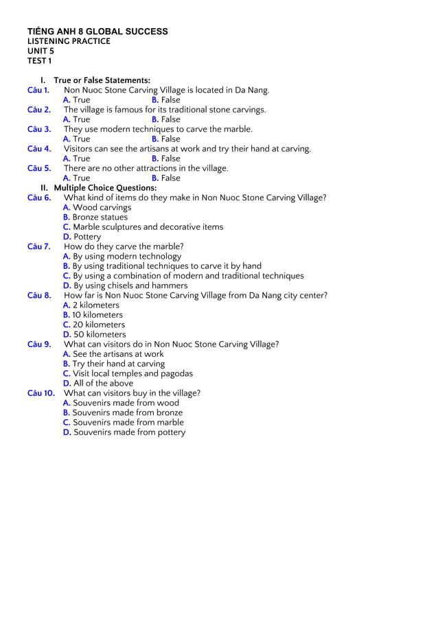 BỘ LUYỆN NGHE TIẾNG ANH 8 GLOBAL SUCCESS CẢ NĂM (GỒM 12 UNITS, MỖI UNIT ...