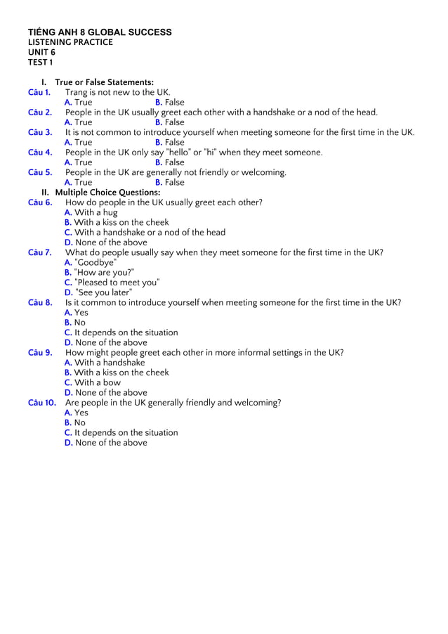 BỘ LUYỆN NGHE TIẾNG ANH 8 GLOBAL SUCCESS CẢ NĂM (GỒM 12 UNITS, MỖI UNIT ...