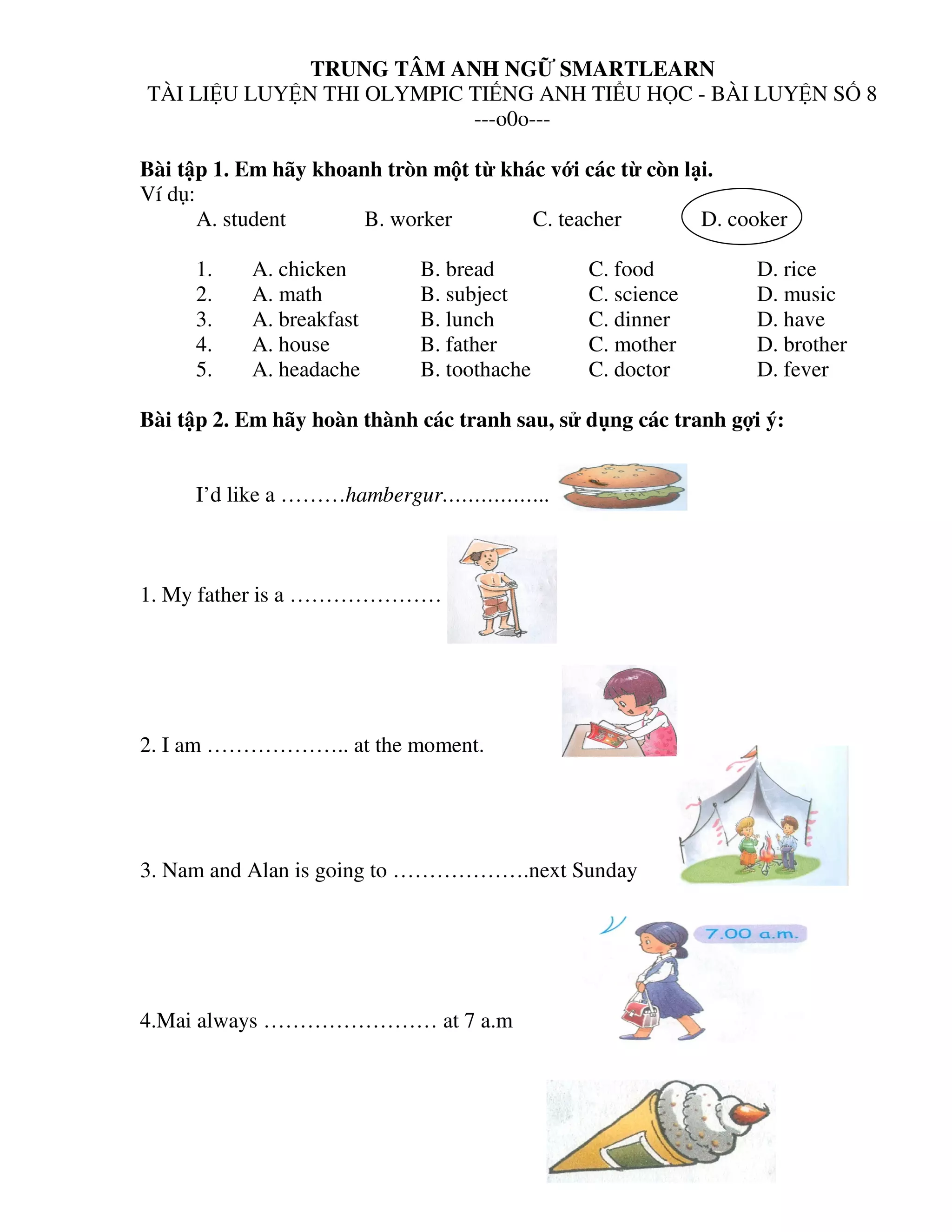 Bộ đề luyện thi olympic tiếng anh cấp tiểu học (lớp 4 5) | PDF