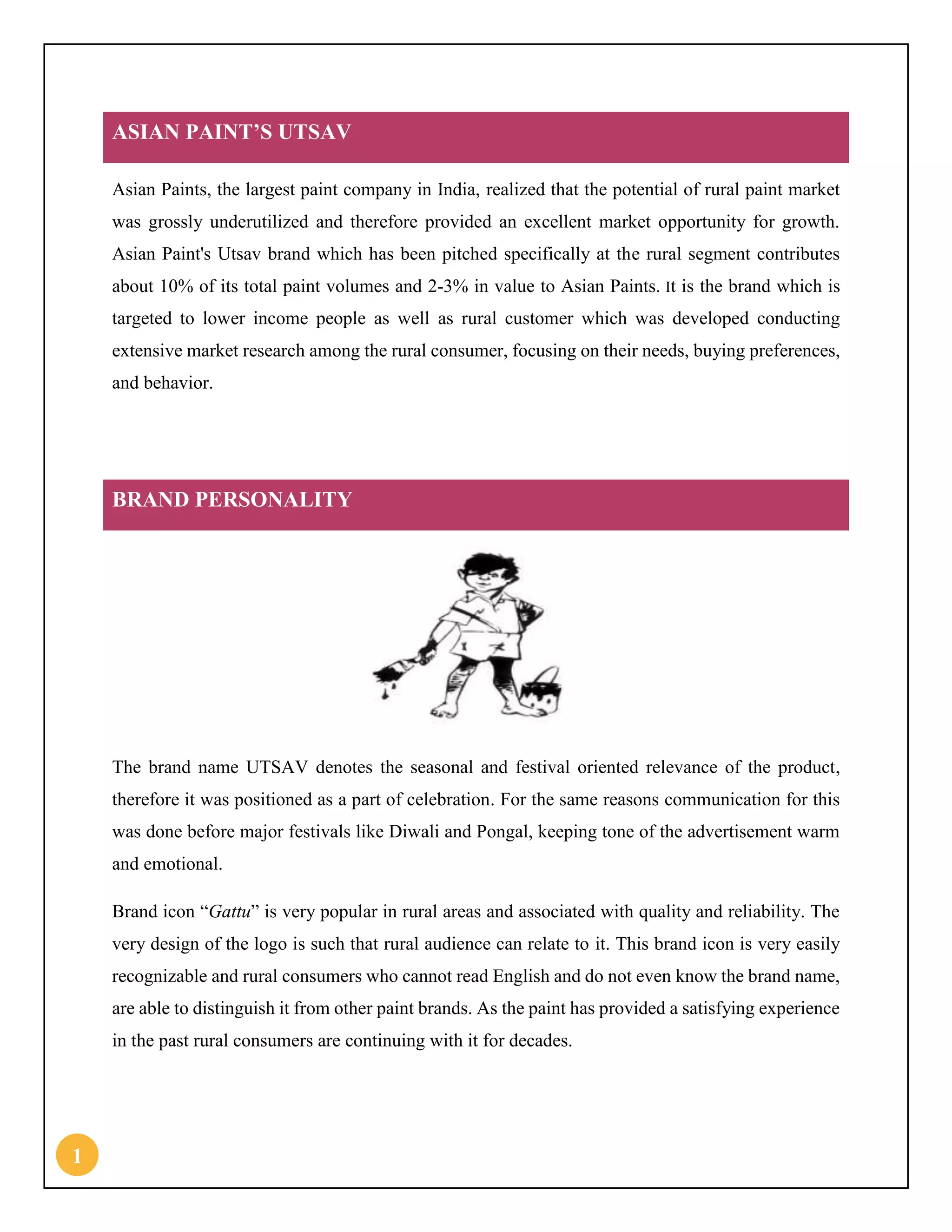 Brand positioning of asian paints utsav | DOCX