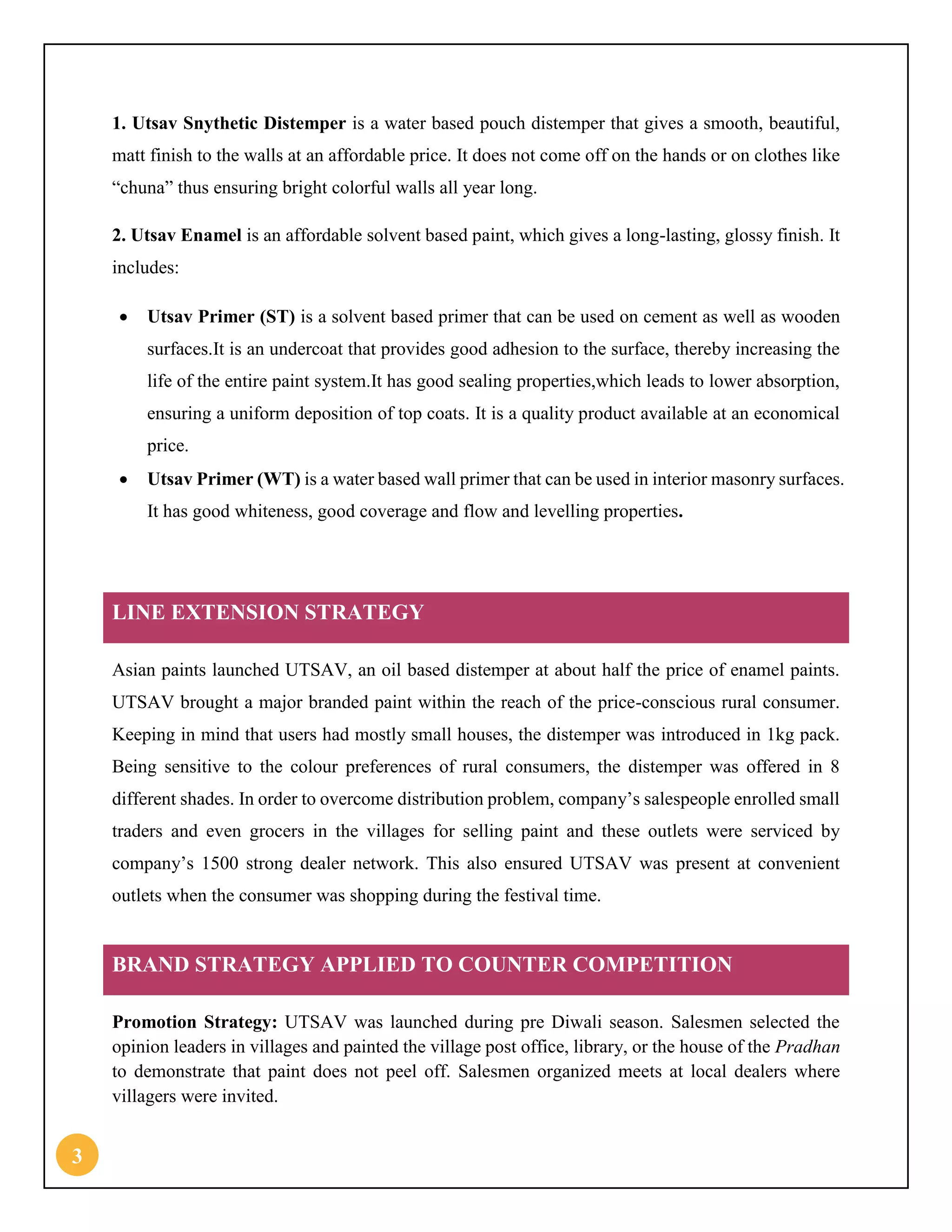 Brand positioning of asian paints utsav | DOCX
