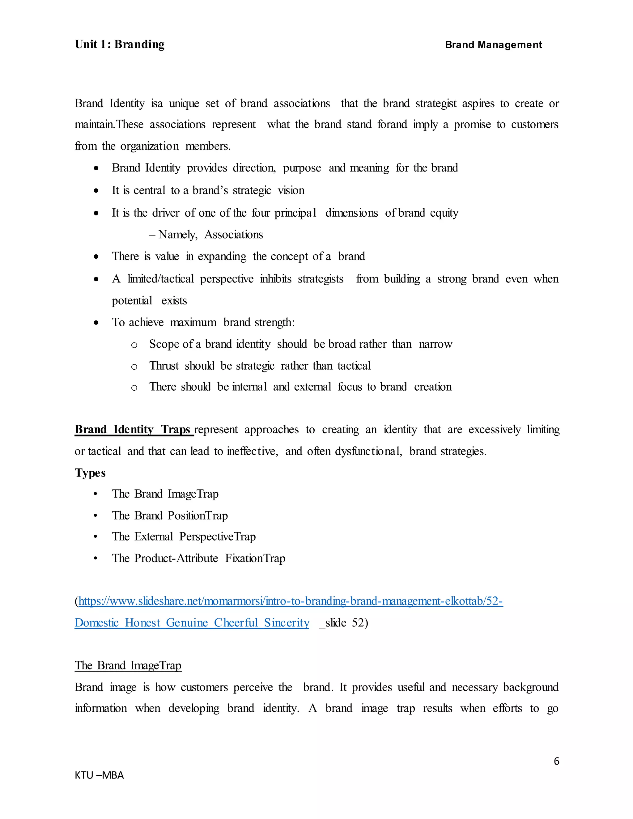 Brand Management-MBA-unit 1 | DOCX