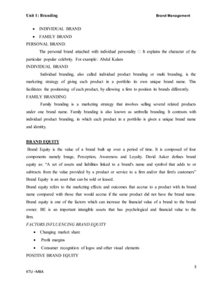 Brand Management-MBA-unit 1 | DOCX