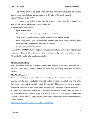 Brand Management-MBA-unit 1 | DOCX