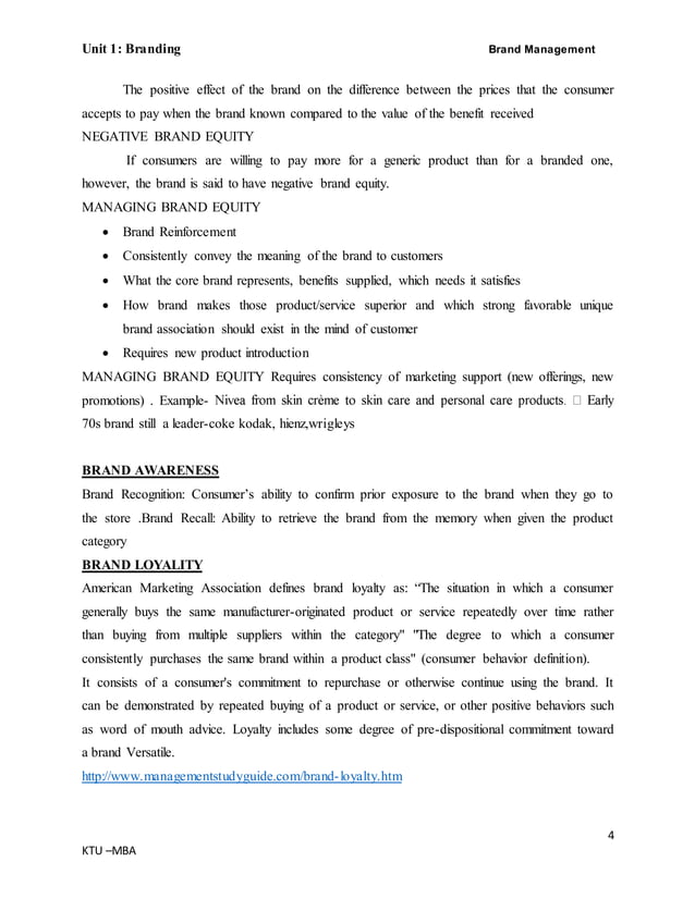 Brand Management-MBA-unit 1 | DOCX