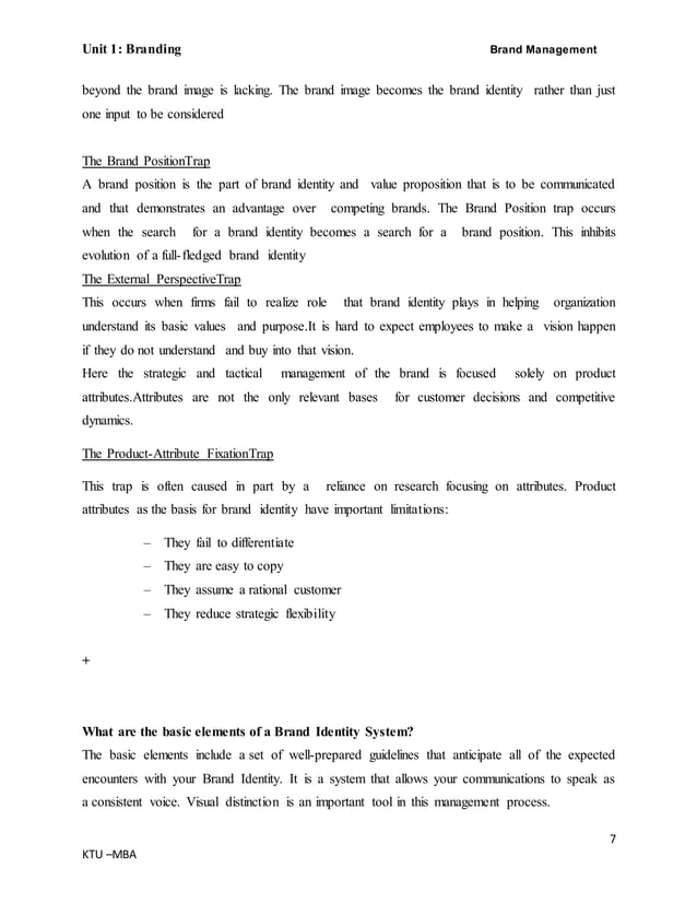 Brand Management-MBA-unit 1 | DOCX