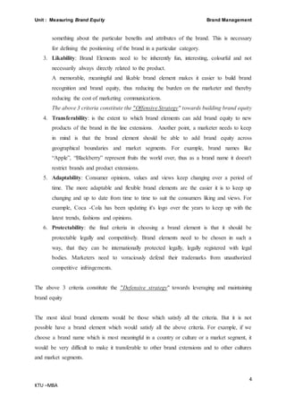 KTU MBA- Brand Management -unit 4 | DOCX