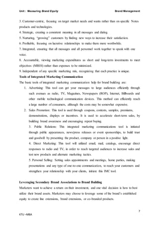 KTU MBA- Brand Management -unit 4 | DOCX