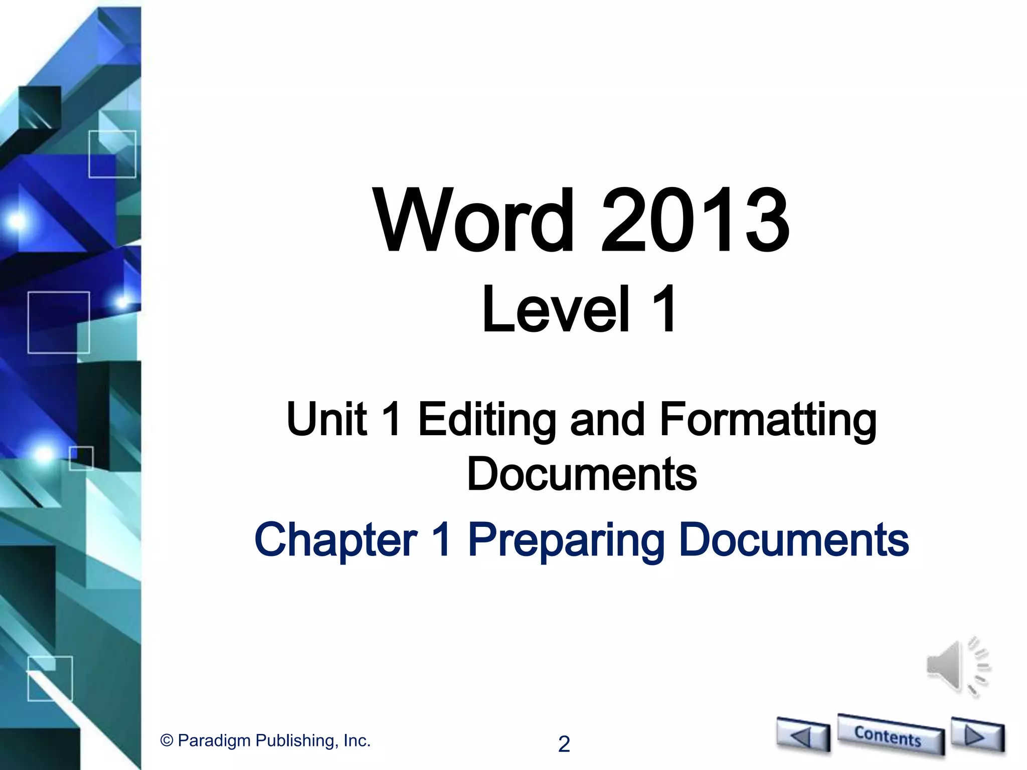 Paradigm Publishing Benchmark Series Microsoft Office Word chapter 1 | PPTX