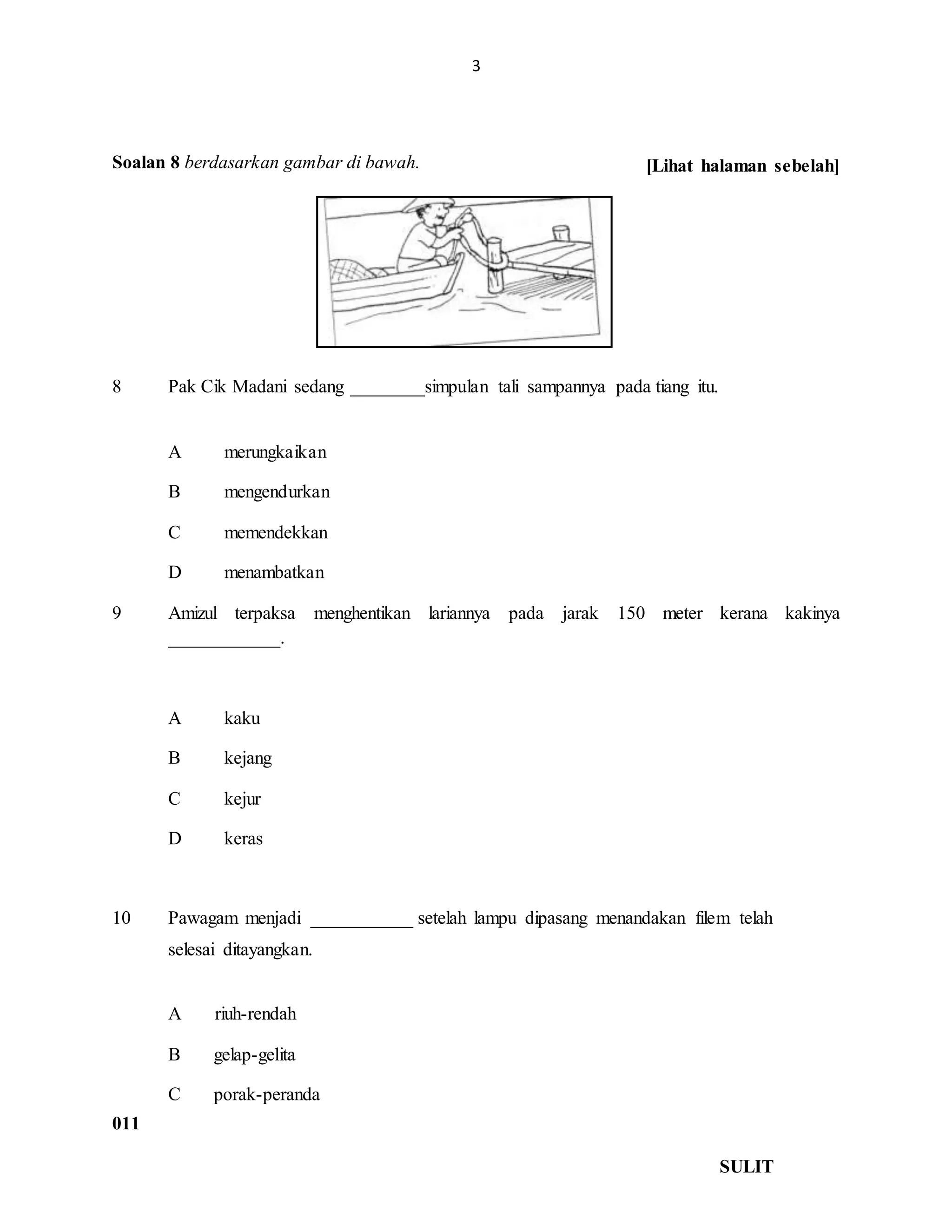 Kertas Bahasa Melayu 011 Bahagian A mengikut JSU | DOCX