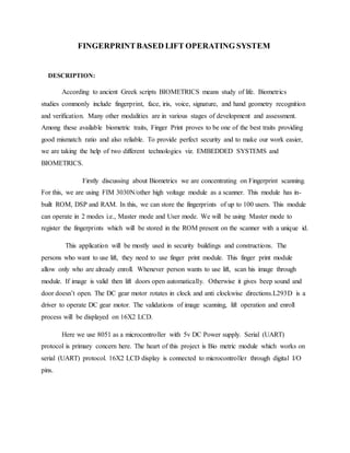 Bm 04 FINGERPRINT BASED LIFT OPERATING SYSTEM | DOCX | Operating ...