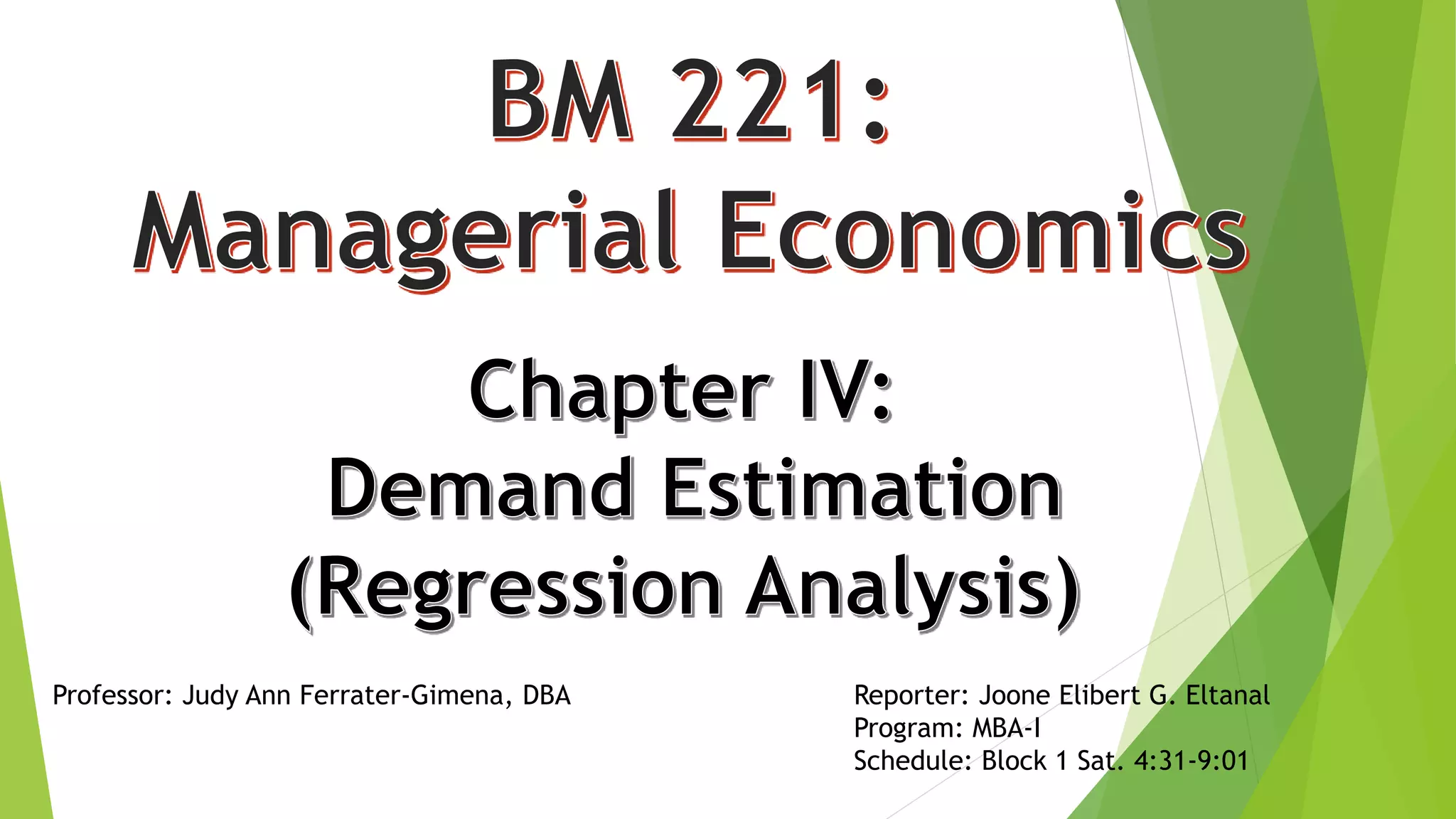 Managerial Economics - Demand Estimation (regression analysis) | PPTX