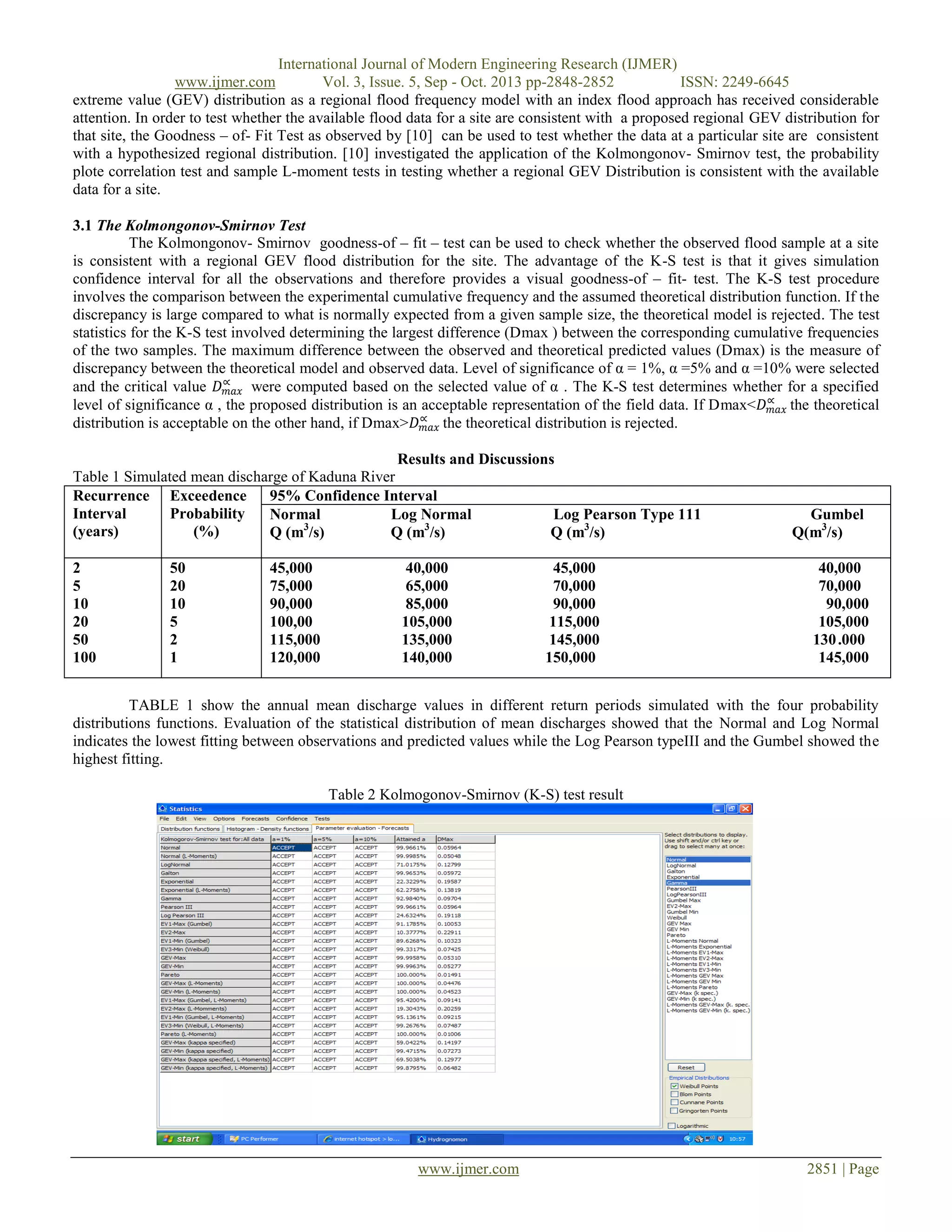 Fitting Probability Distribution Functions To Discharge Variability Of Kaduna River | PDF