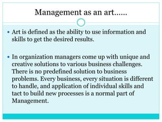 Management as an art, science and a profession | PPTX