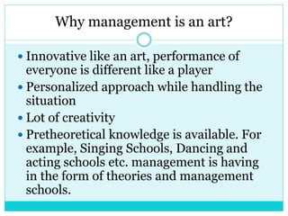 Management as an art, science and a profession | PPTX