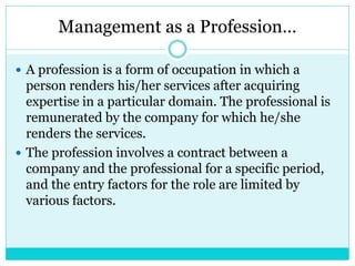 Management as an art, science and a profession | PPTX