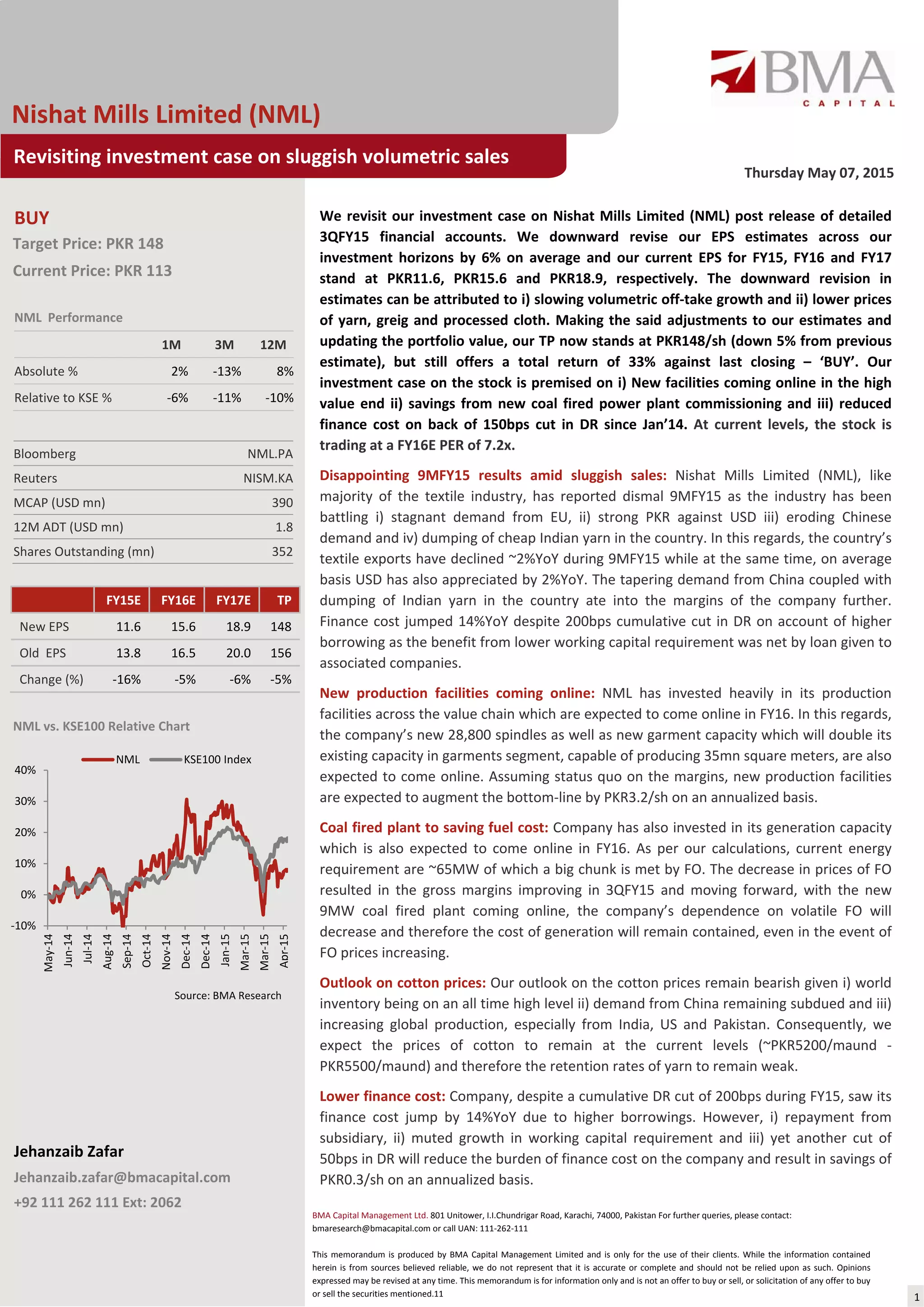 BMA Capital - Nishat Mills Report | PDF | Business Accounting & Finance | Business