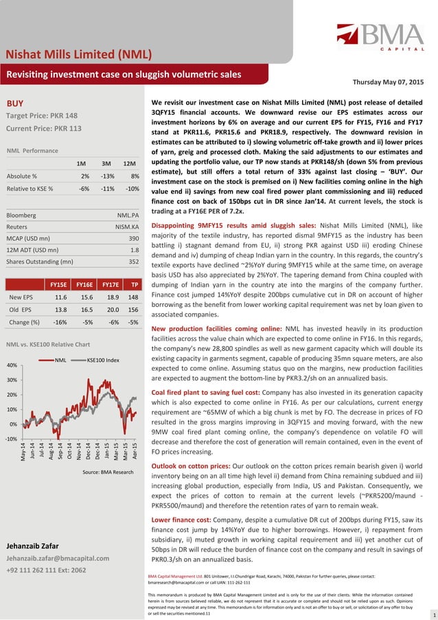 BMA Capital - Nishat Mills Report | PDF