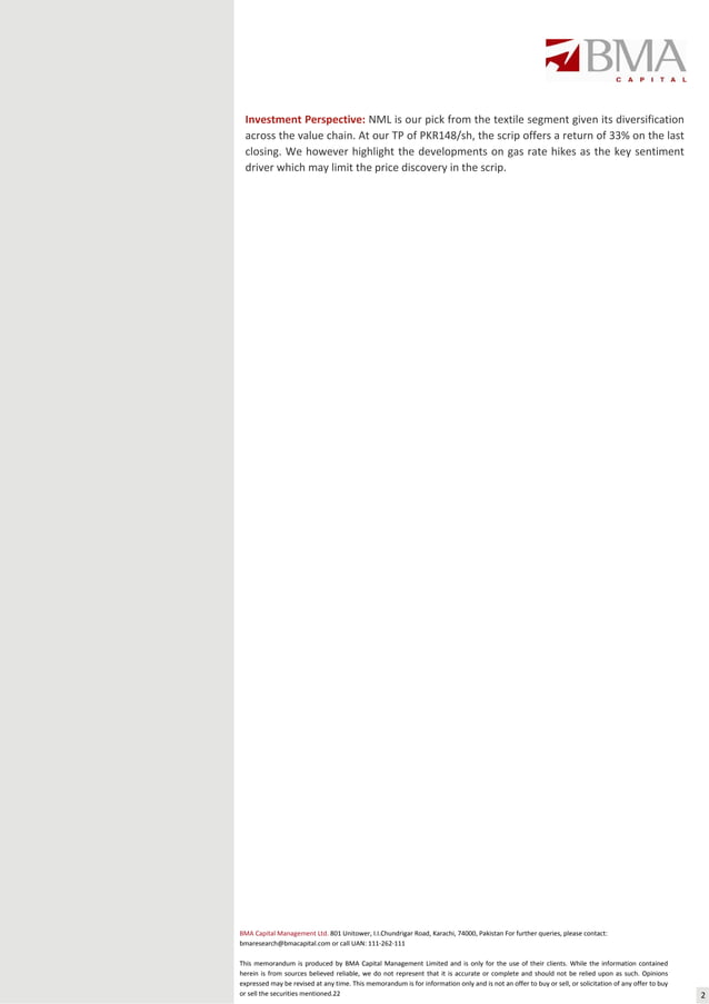 BMA Capital - Nishat Mills Report | PDF