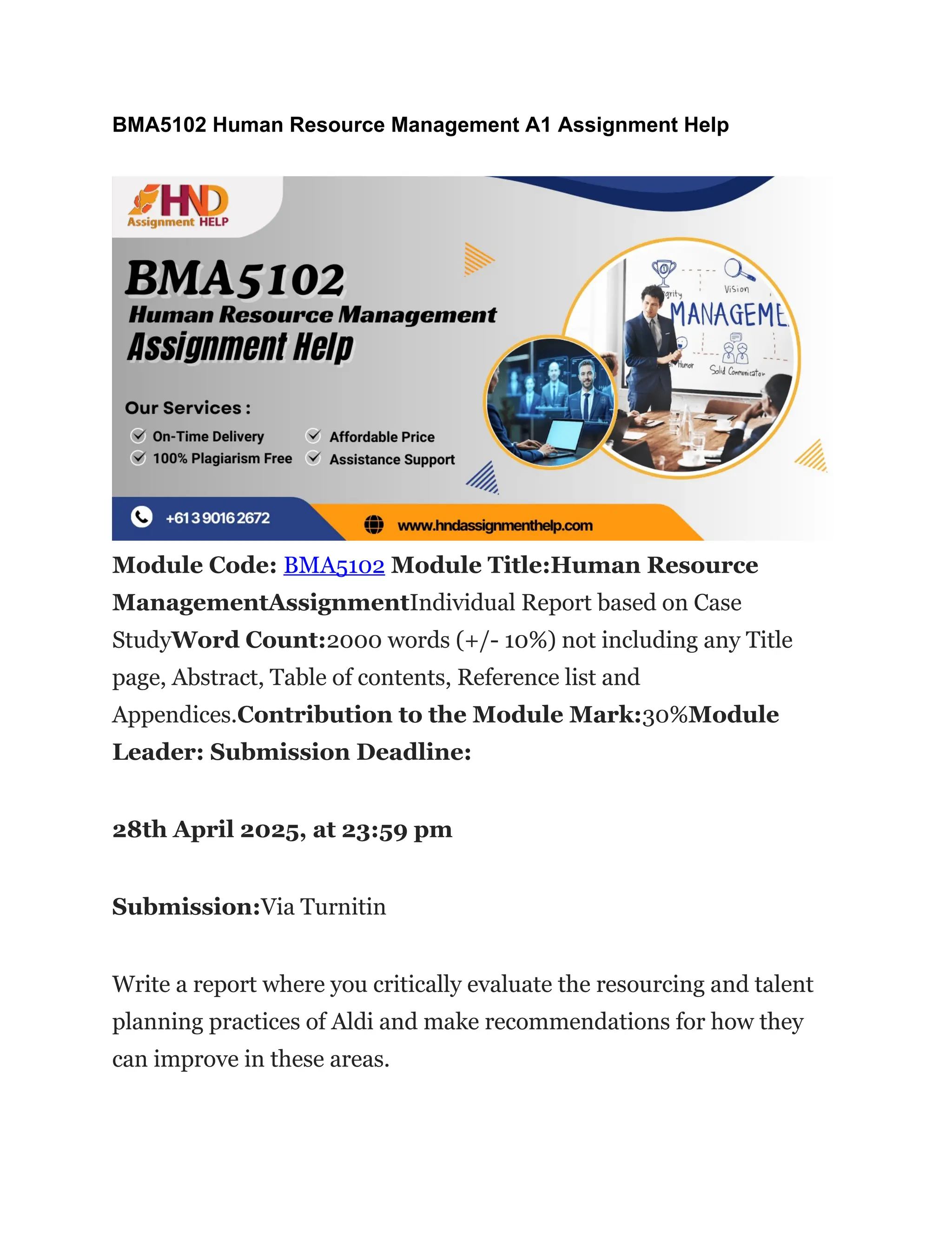 BMA5102 Human Resource Management A1 Assignment Help.docx