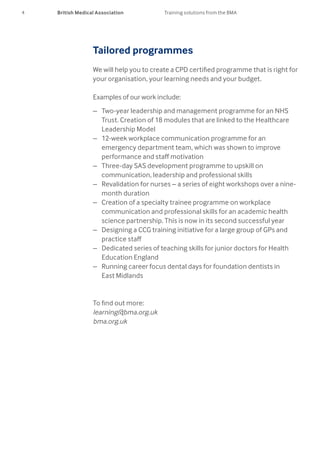 BMA Learning and Development training for Healthcare Professionals | PDF
