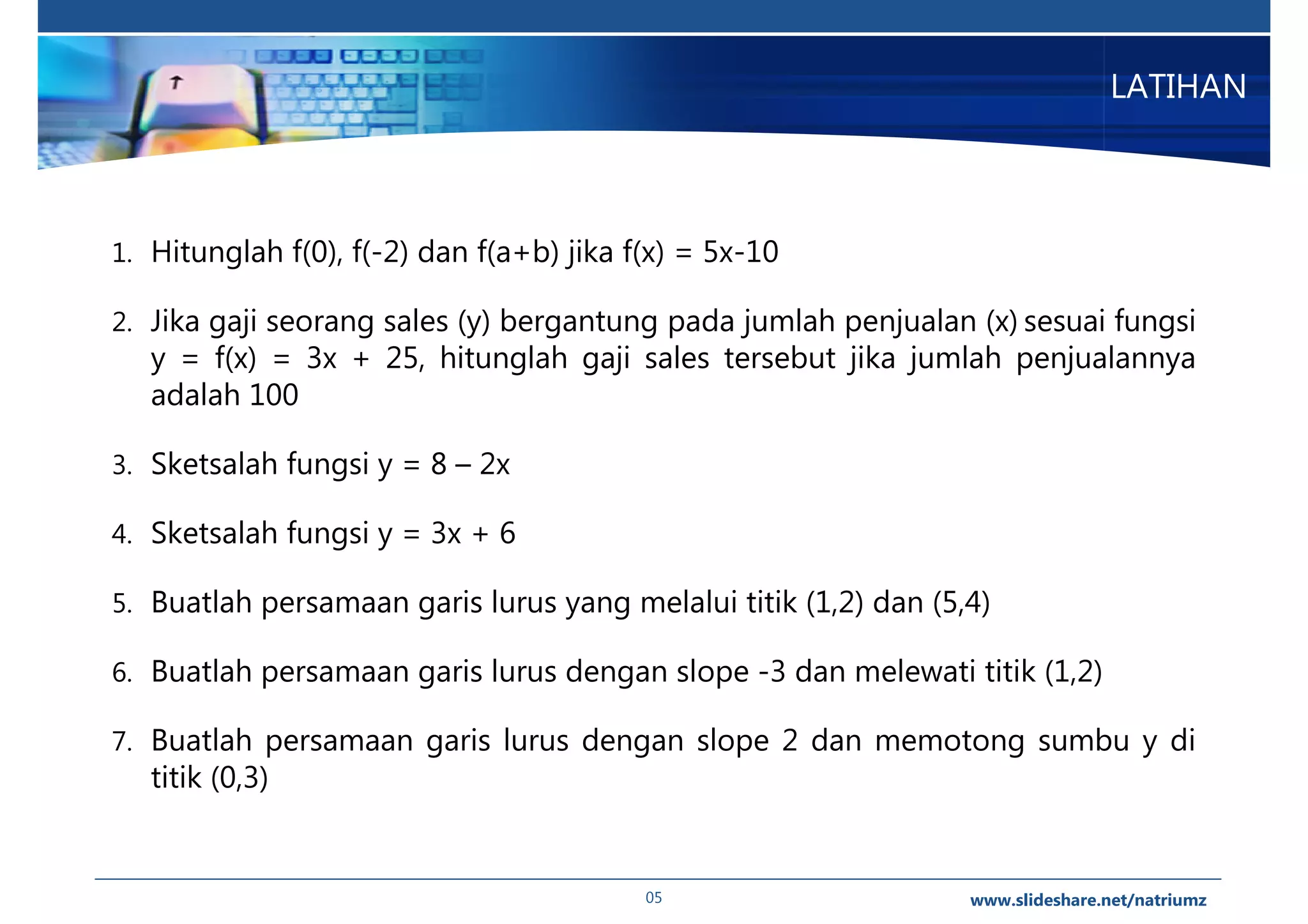 BMaths w1 Fungsi Linier | PDF
