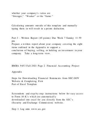 BMBA 9453 Fall 2021 Page 1 Financial Accounting Project S | PDF