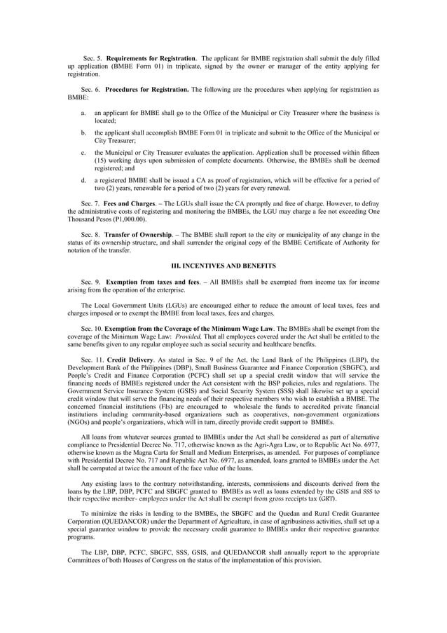 BMBE Law, IRR and Forms | PDF | Personal Taxes | Personal Finance