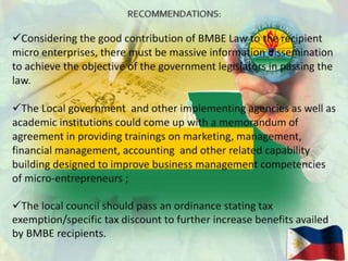 Barangay Micro Business Enterprise Act of 2002 (RA 9178): An assessment ...