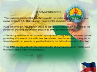 Barangay Micro Business Enterprise Act of 2002 (RA 9178): An assessment ...