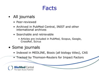 BioMed Central , an editorial perspective | PPT