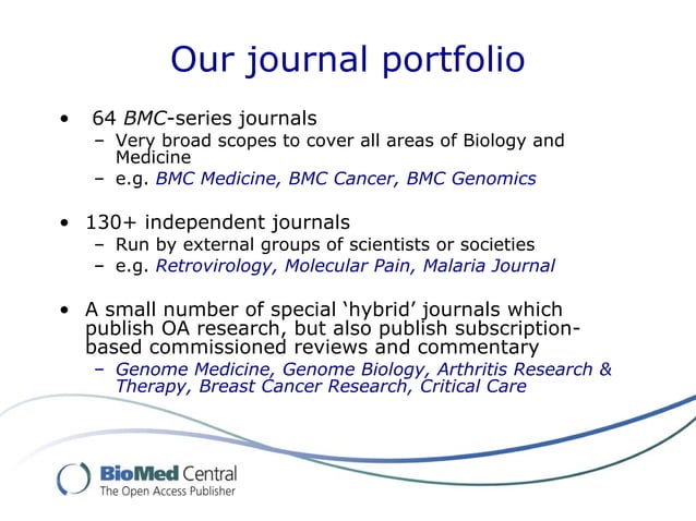 BioMed Central , an editorial perspective | PPT