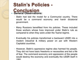 Bmc hist unit 2_authoritarian_regimes_stalin&policies_slideshare | PPT