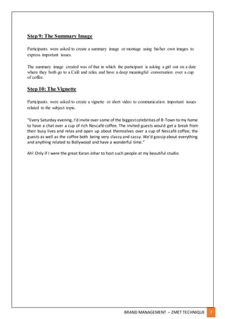 ZMET Technique- Nescafé coffee, Brand Management Assignment | DOCX