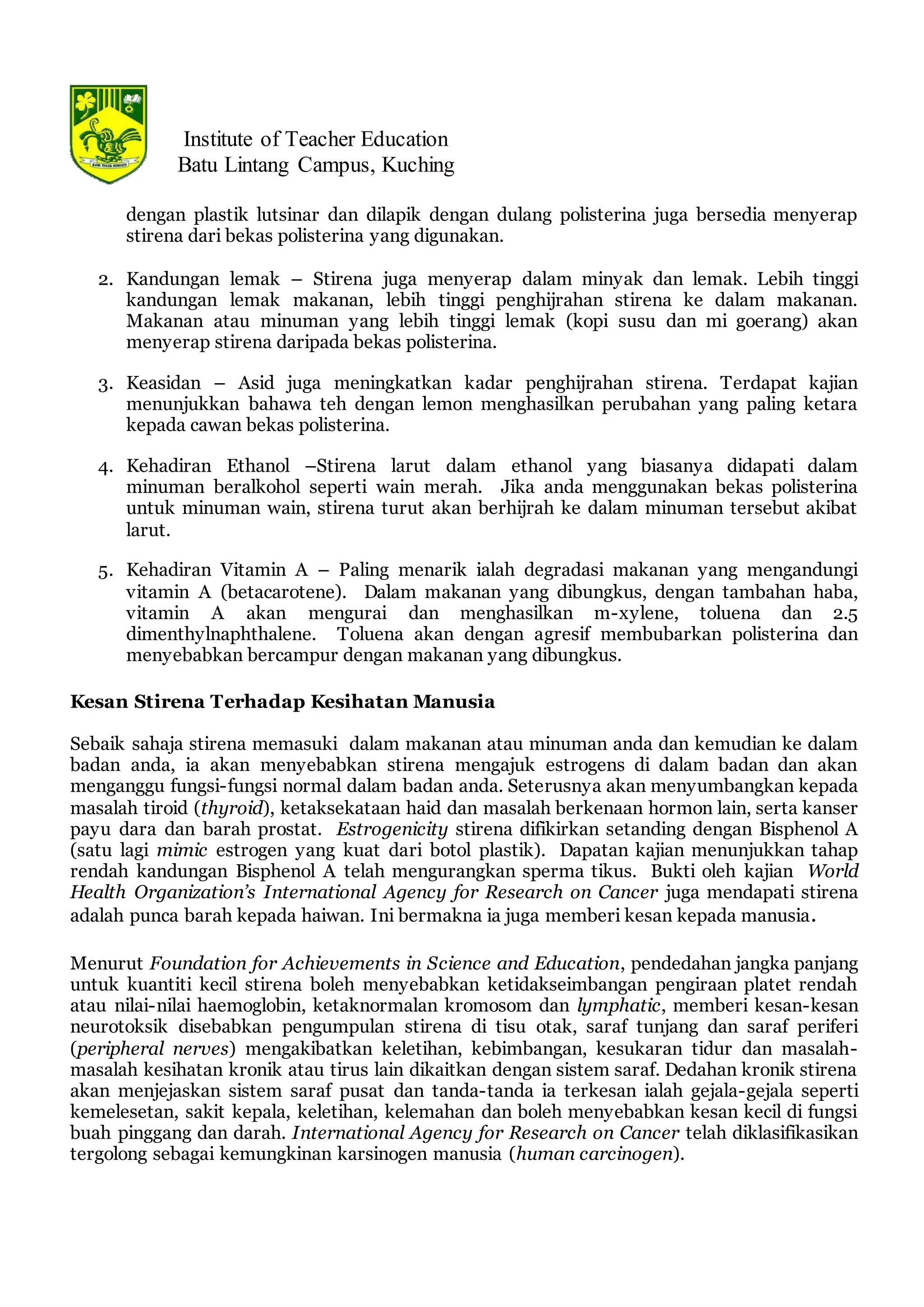 Pembunuh senyap - polisterin | DOCX