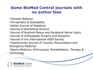 10 years of open access at BioMed Central | PPT